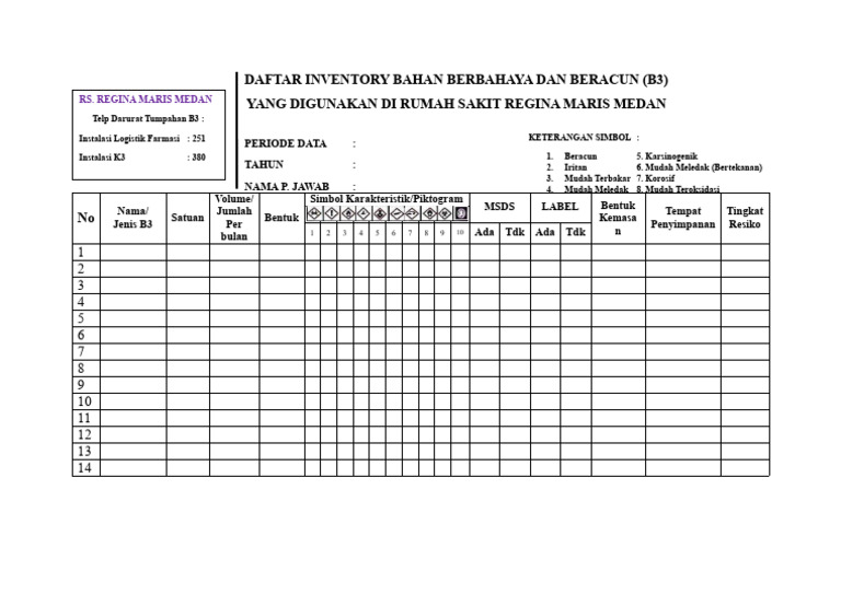 Inventaris Bahan Berbahaya RS Regina Maris | PDF