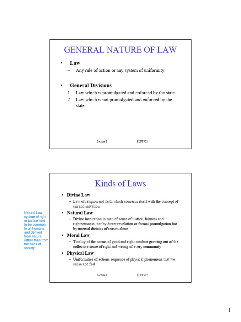 Ba Core 3 - General Nature of Law | PDF | Natural Law | Law Of Obligations