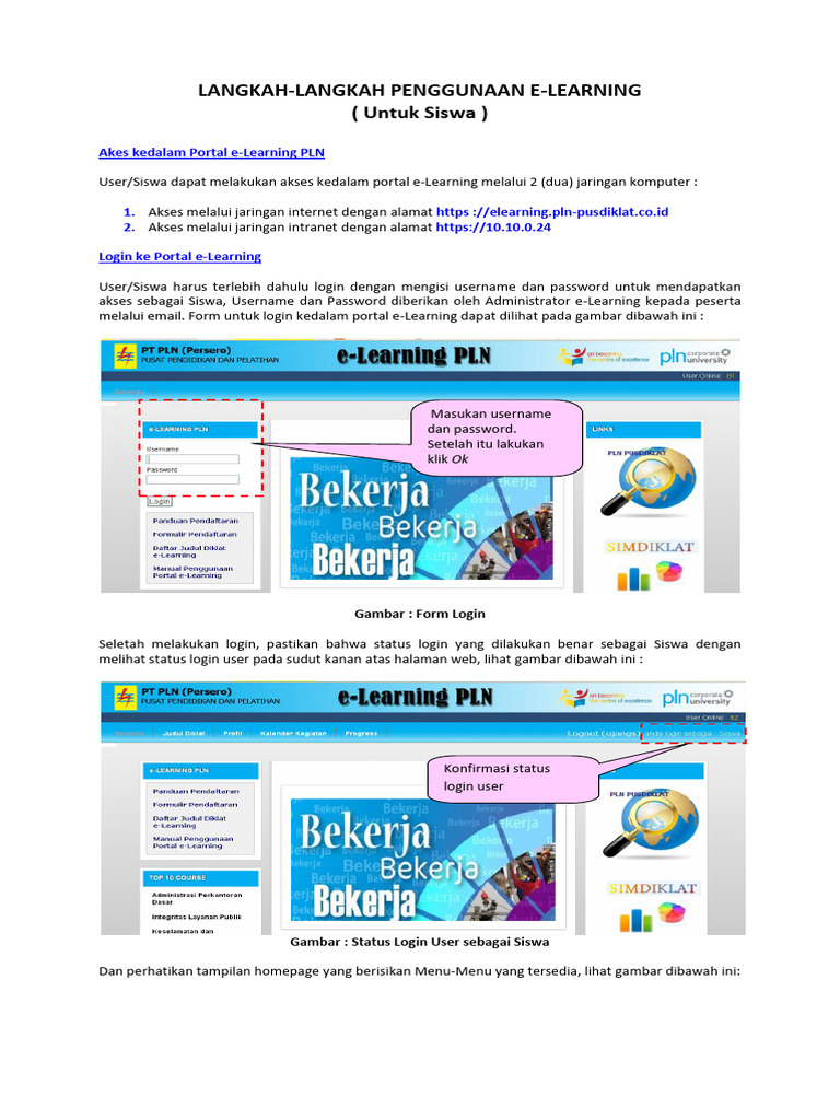 Manual Penggunaan Portal e Learning Peserta Diklat | PDF