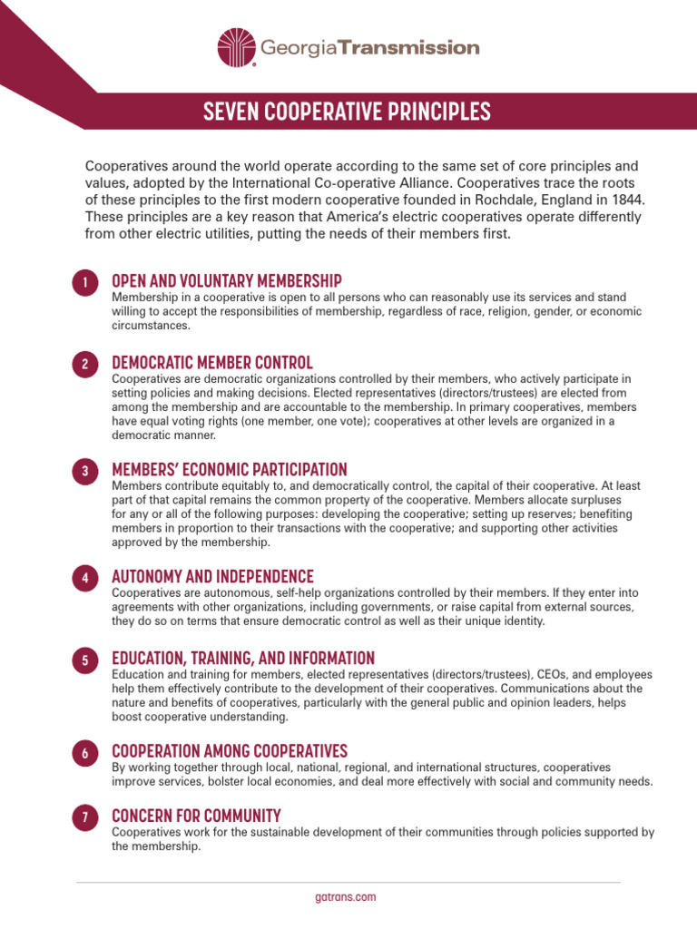 Seven Principles of Cooperatives | PDF | Cooperative | Economies
