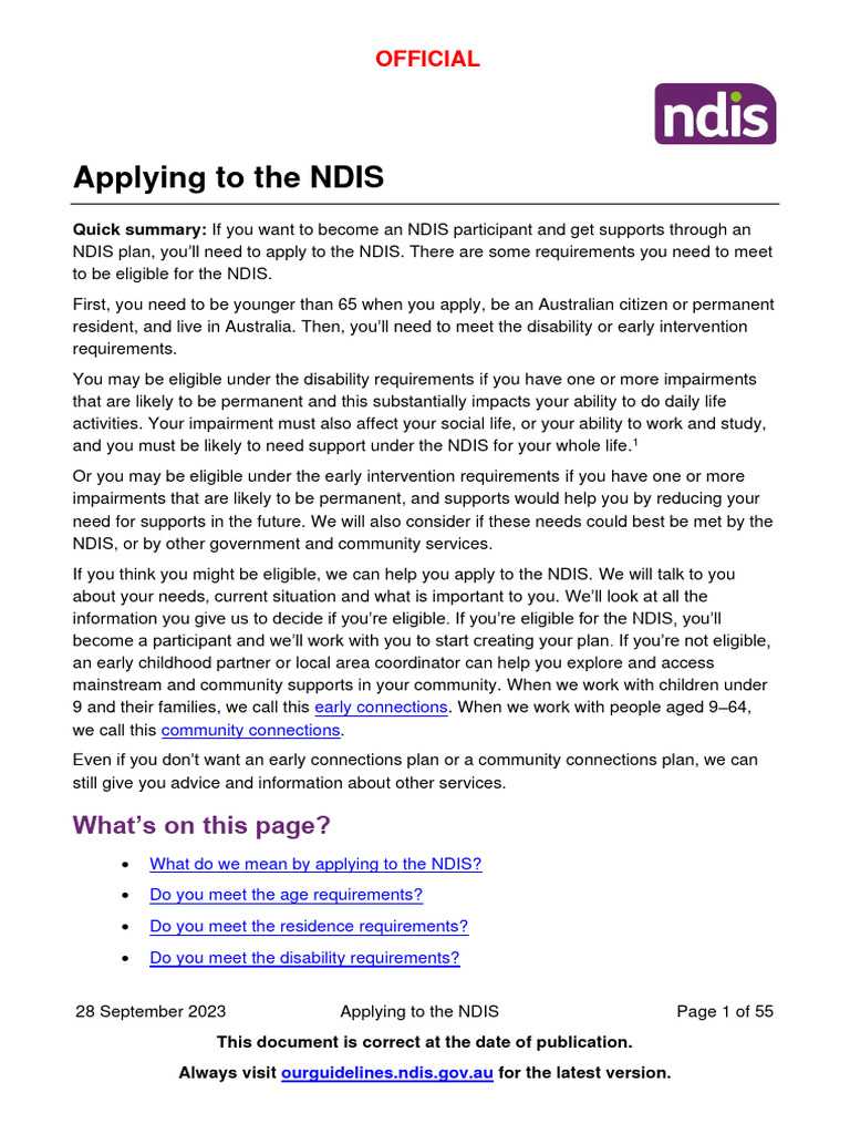 NDIS Application Eligibility Guide | PDF | Disability | Developmental ...
