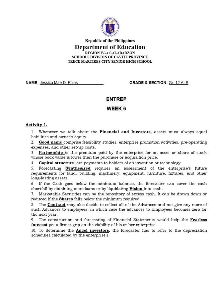 Entrep Week 6 - Ebias | PDF | Stocks | Economies