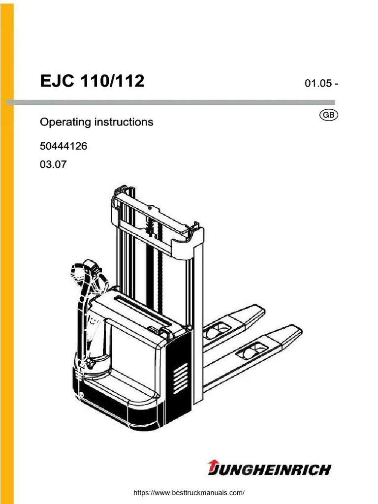 Jungheinrich EJC 110 112 Lift Trucks Operating Manual PDF | PDF ...