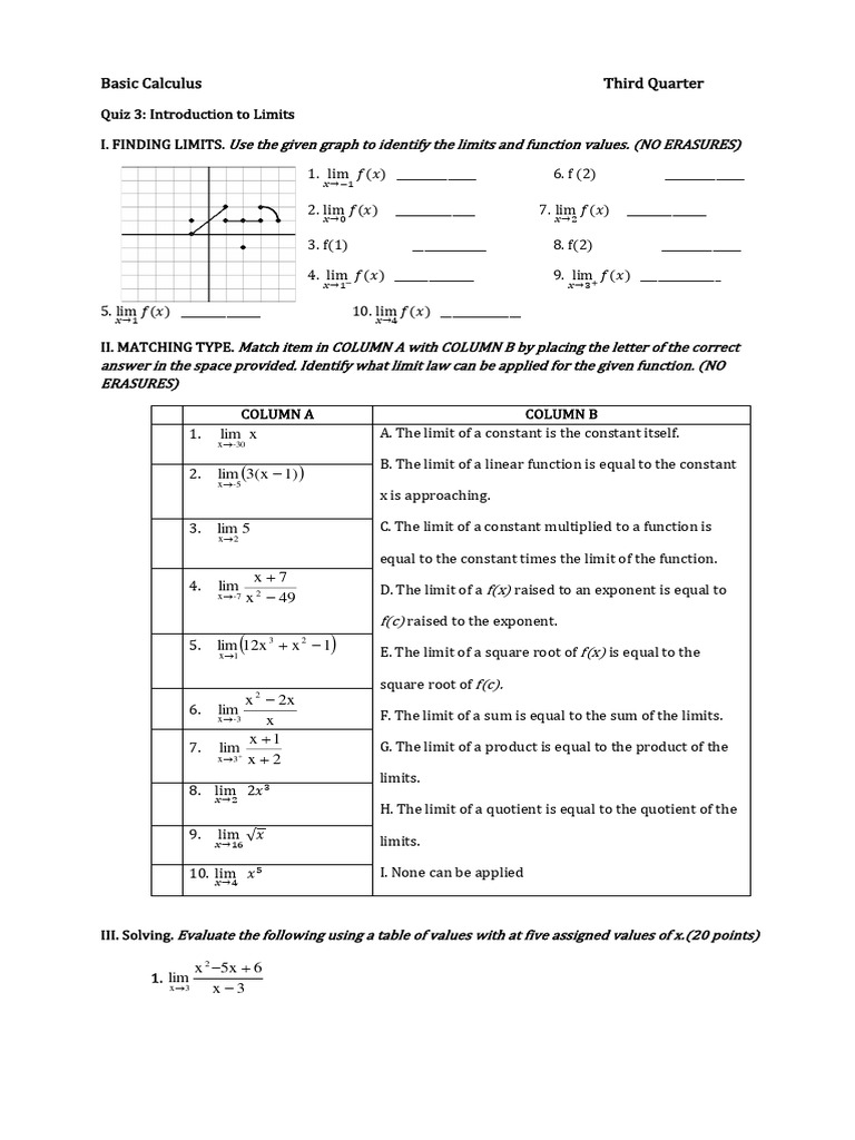 Basic Calculus - Quiz | PDF | Function (Mathematics) | Calculus Basic Calculus - Quiz | PDF | Function (Mathematics) | Calculus