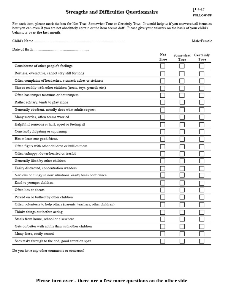 Strengths and Difficulties Questionnaire | PDF | Interpersonal ...
