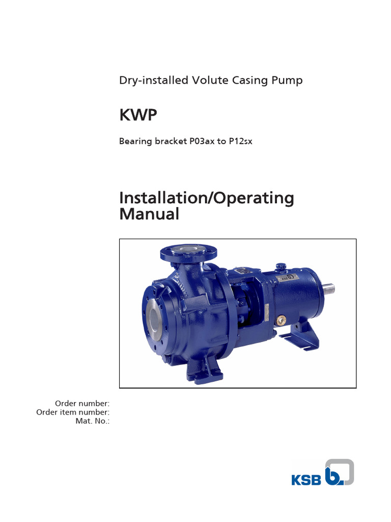 KSB KWP P03 P12 Instructions | PDF | Pump | Mechanical Engineering