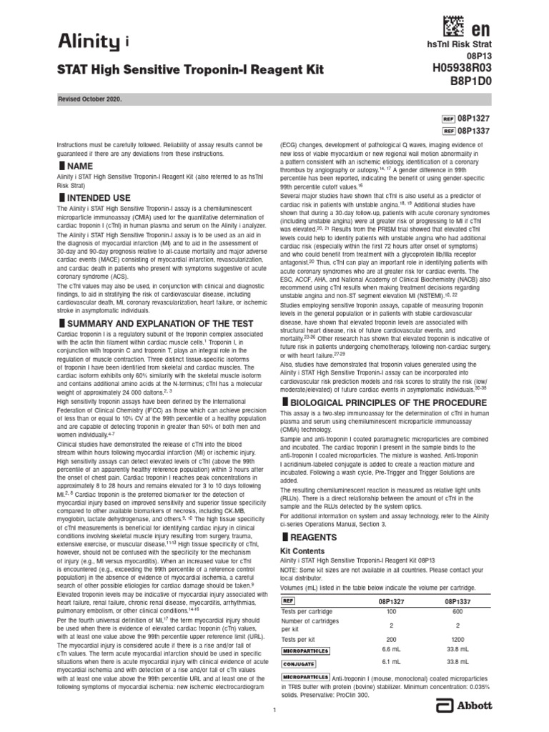 High Sensitivity Troponin-I Assay Guide | PDF | Myocardial Infarction ...