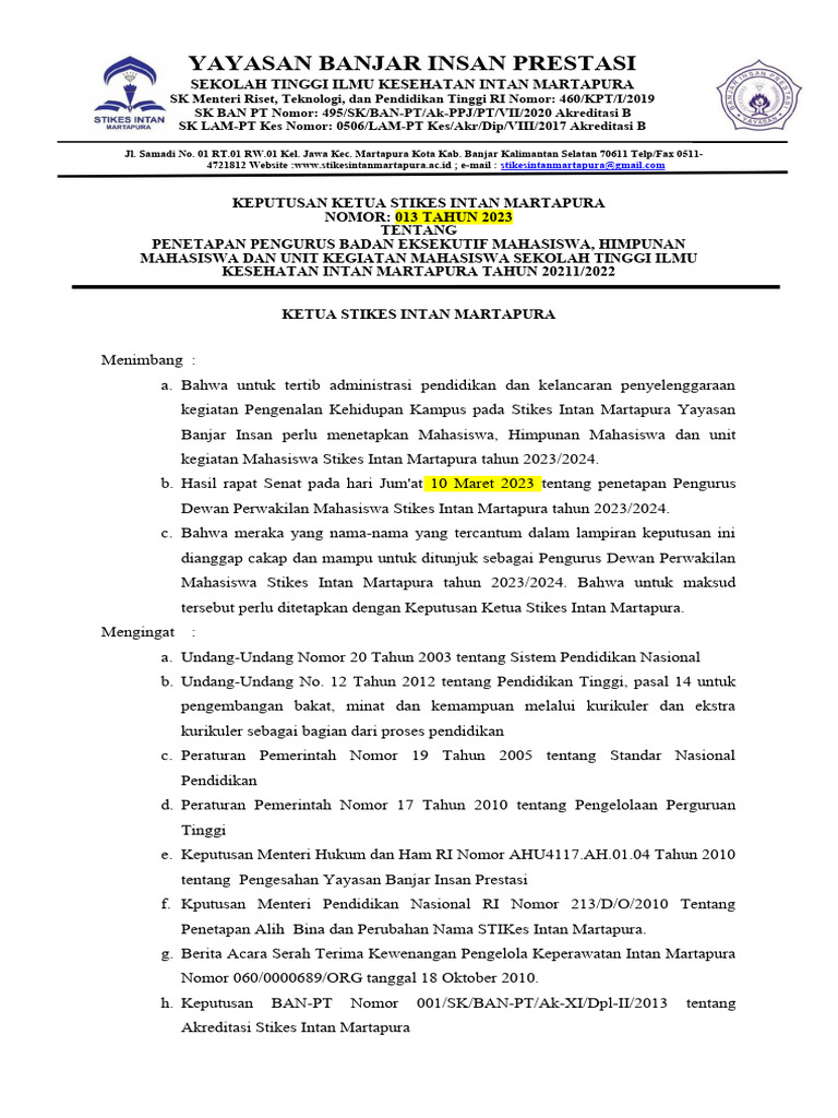 SK DPM 10 Maret | PDF