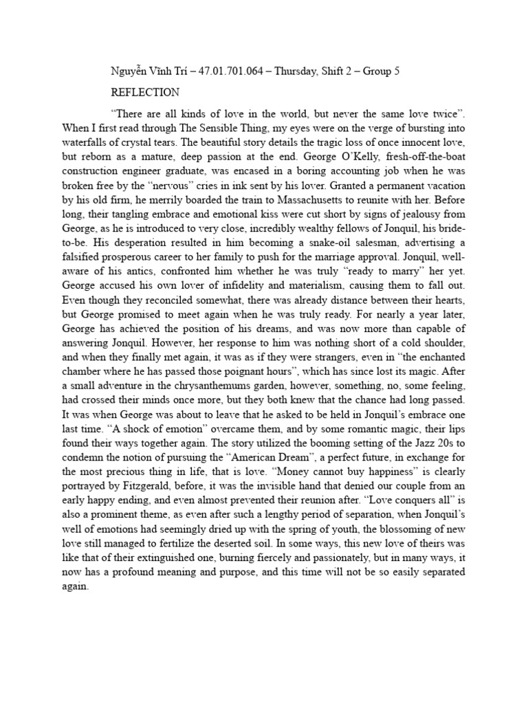 The Sensible Thing - Reflection | PDF | Love