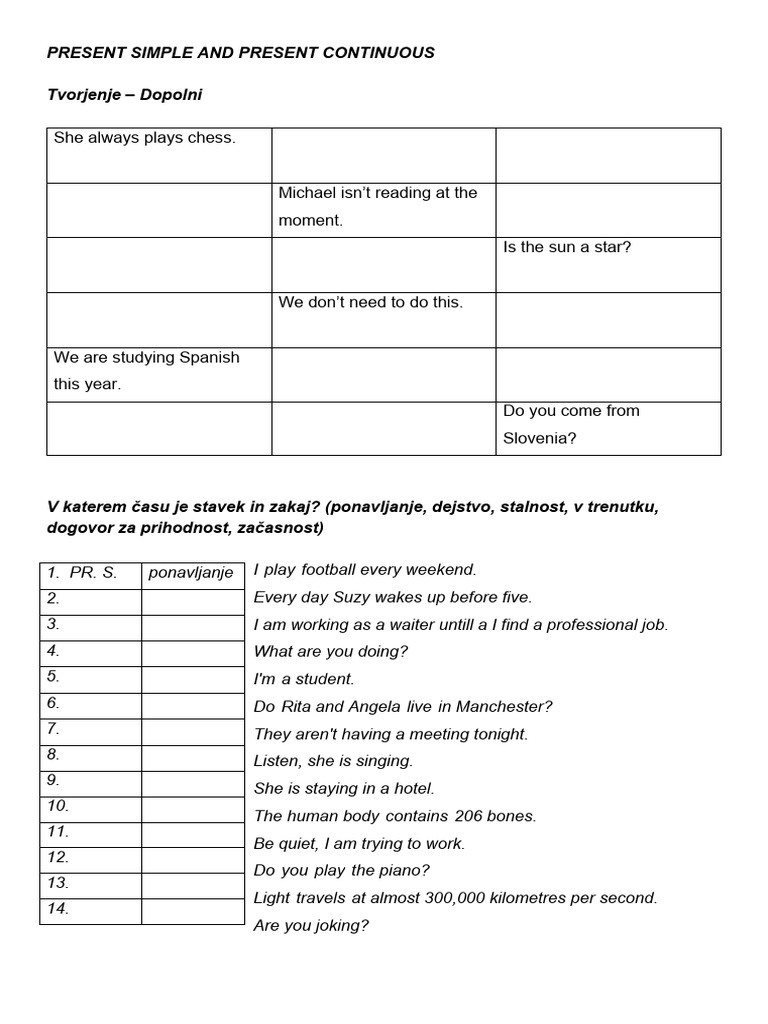 2023 POLA PRESENT SIMPLE AND PRESENT CONTINUOUS | PDF | Workweek And ...