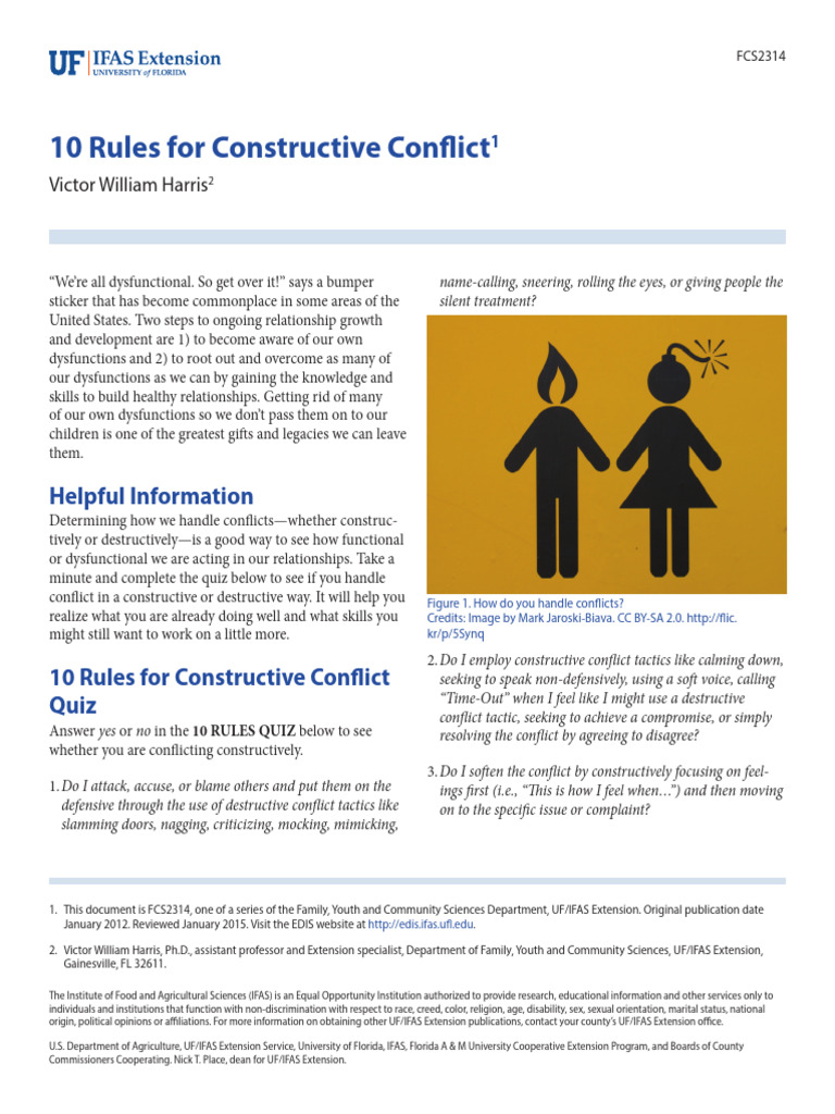 10 Rules For Constructive Conflict | PDF | Feeling | Communication