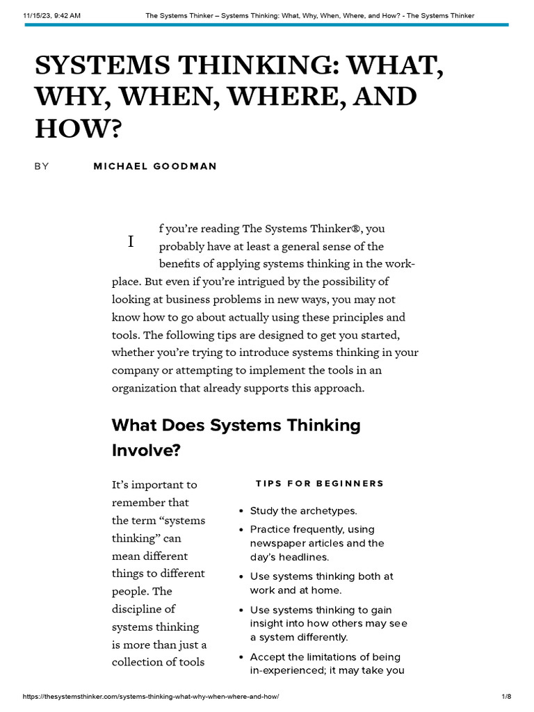The Systems Thinker – Systems Thinking_ What, Why, When, Where, and How ...