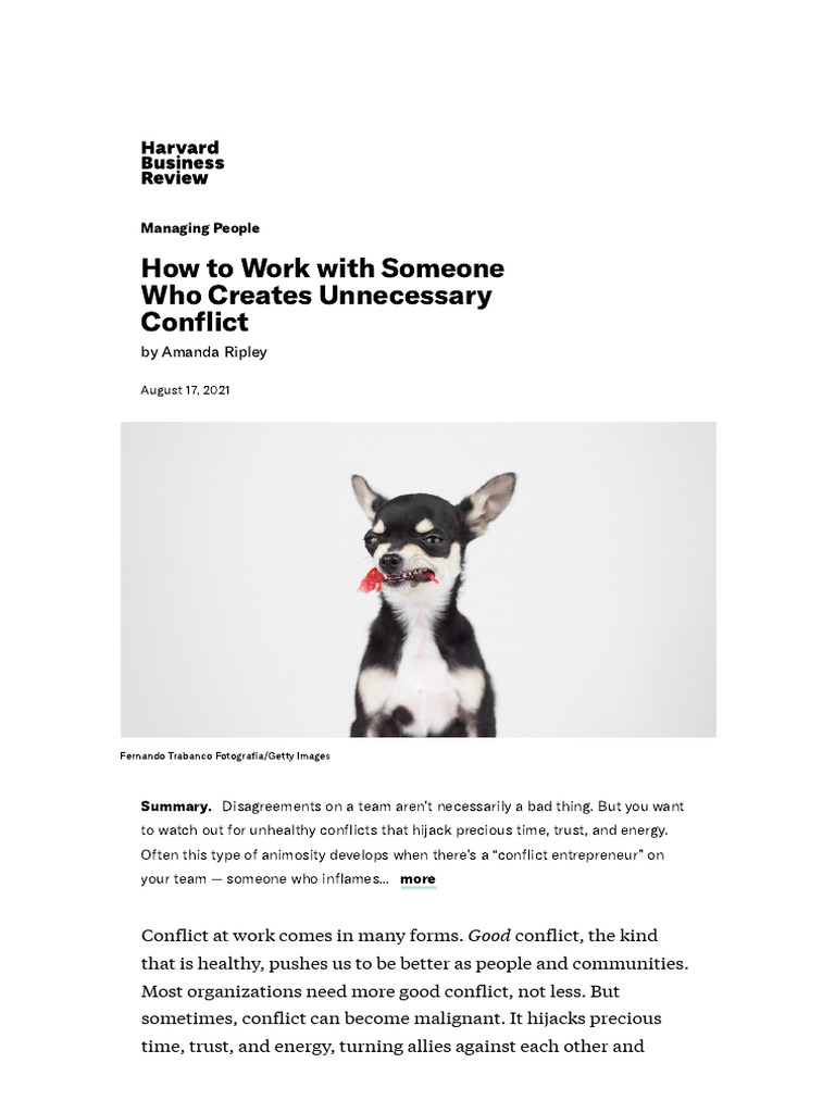 How To Work With Someone Who Creates Unnecessary Conflict | PDF ...