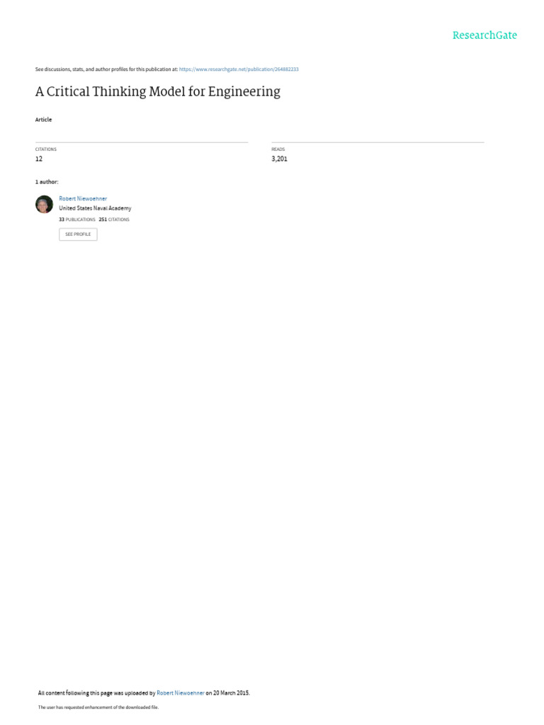 A Critical Thinking Model For Engineering | Download Free PDF | Thought ...