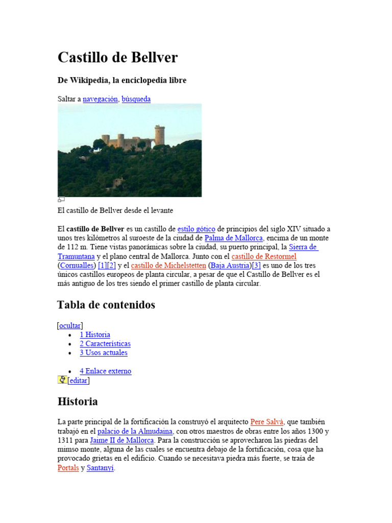 Castillo de Bellver: Historia y Características | PDF