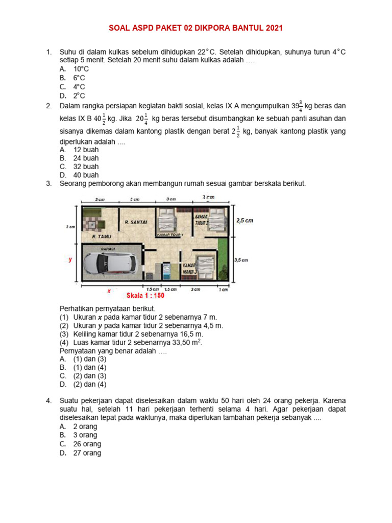 Soal Matematika Aspd Dikpora 2021 Paket 02 | PDF