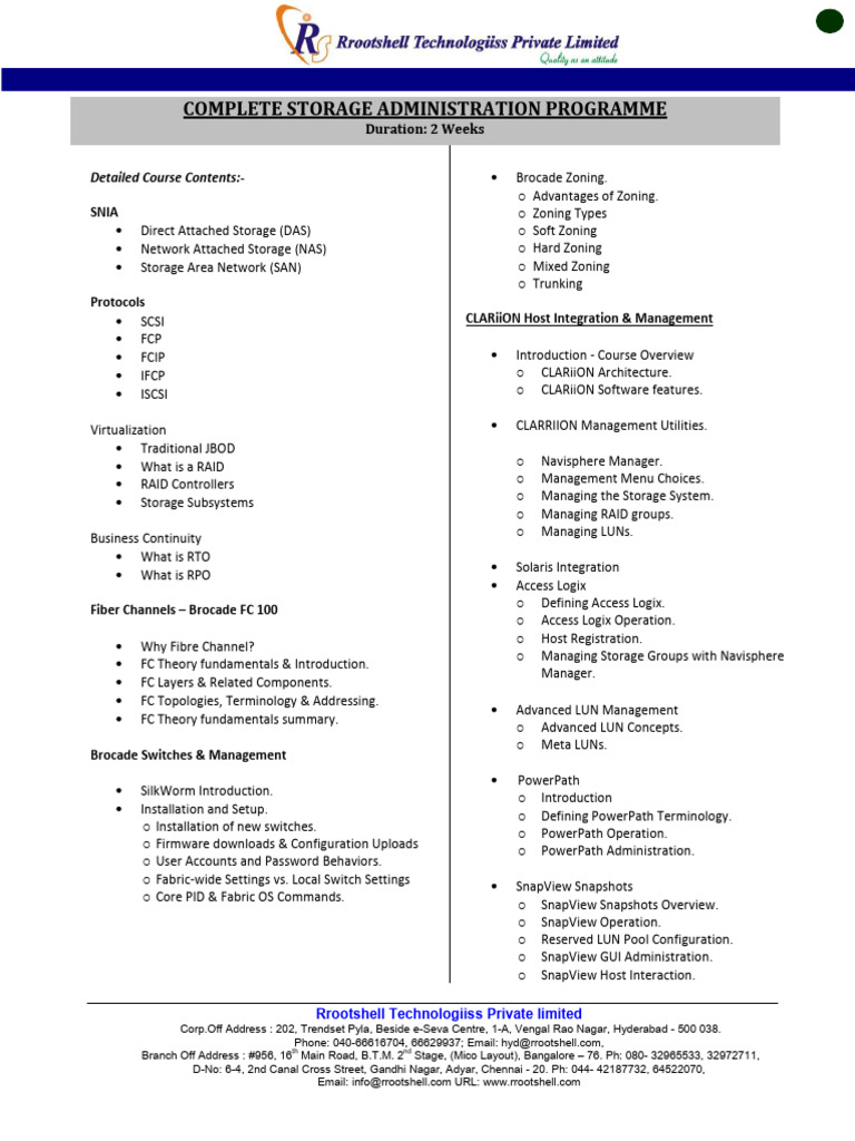 Complete Storage Administration Programme Contents | PDF | Software ...