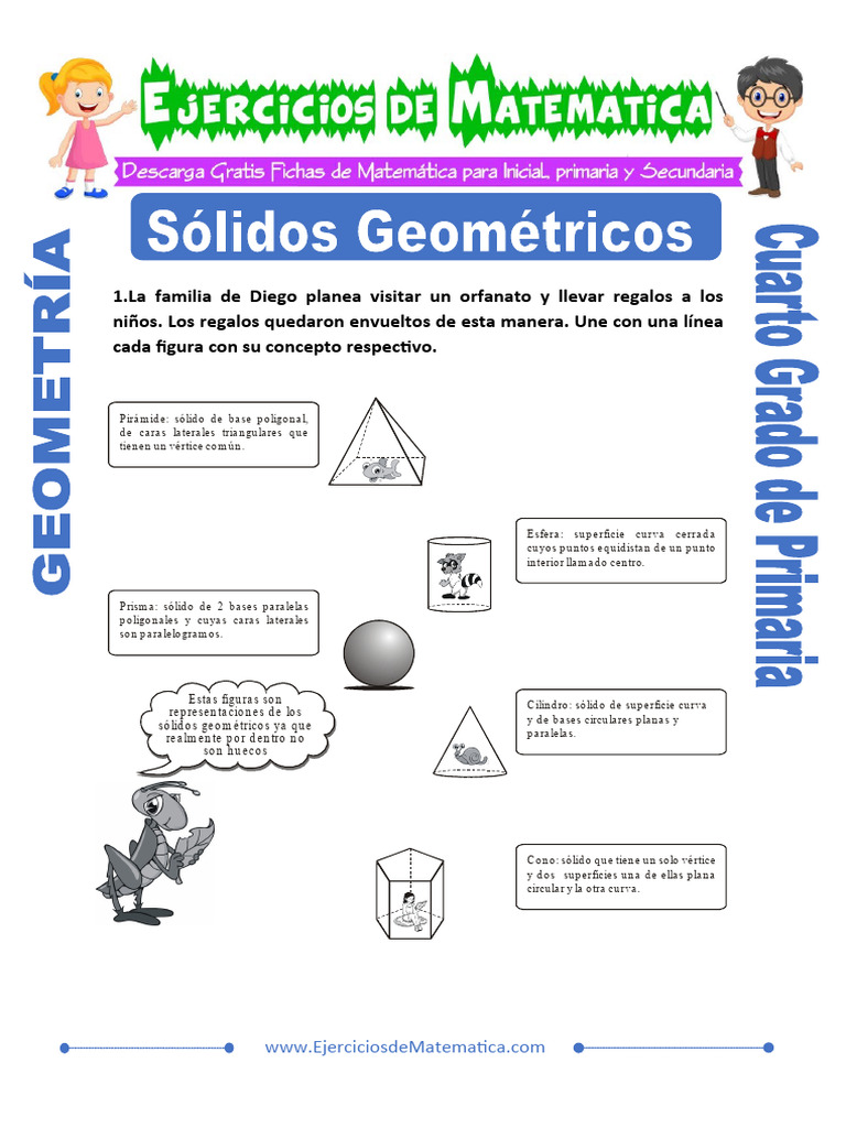Ejercicios de Solidos Geometricos para Cuarto de Primaria | PDF | Geometria clasica | Objetos ...
