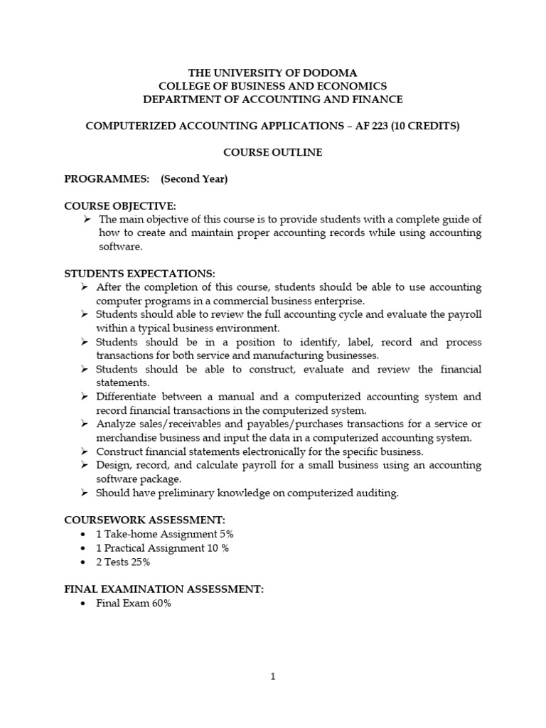 Af 223 - Course Outline | PDF | Service Industries | Business