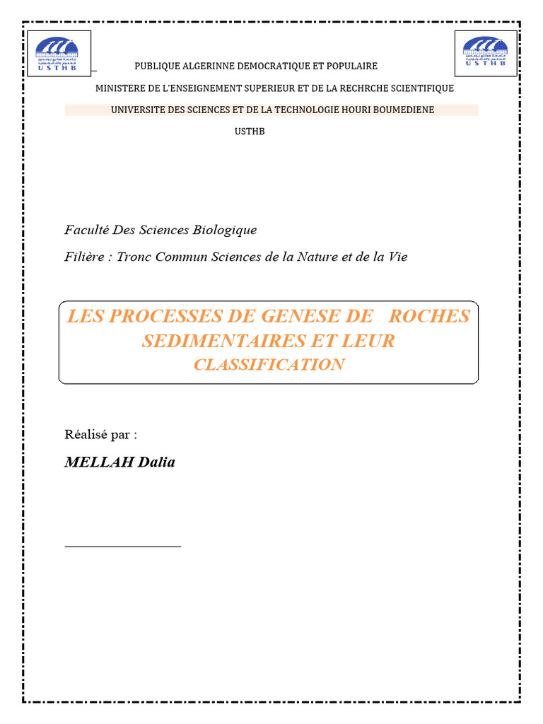 Classification des Roches Sédimentaires | PDF | Roche sédimentaire | Chimie