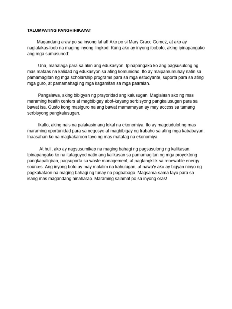 TALUMPATING-PANGHIHIKAYAT | PDF