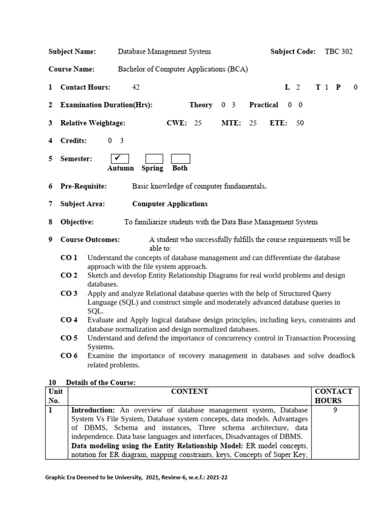 TBC 302 Database Management System | PDF | Databases | Relational Database