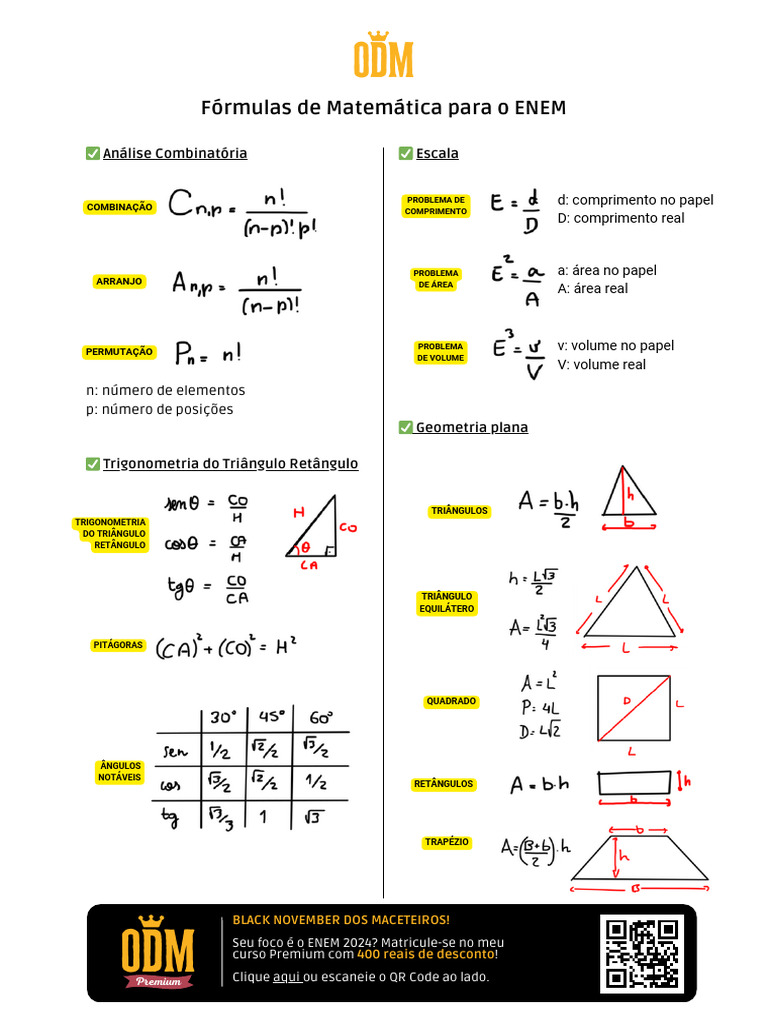 Fórmulas de Matemática para o ENEM2 | PDF | Triângulo | Trigonometria