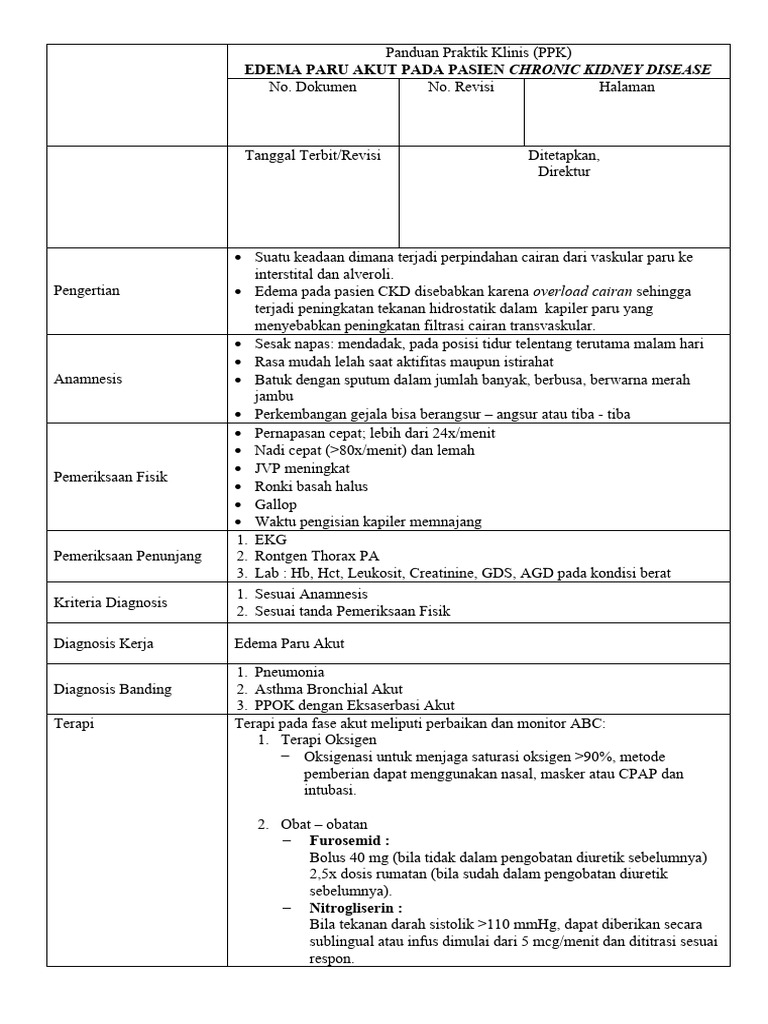 PPK Edema Paru Akut Pada Pasien CKD | PDF