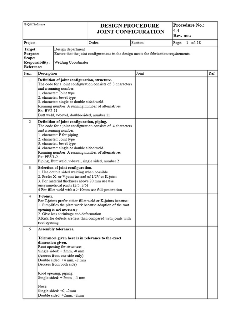 Design Procedure Joint Configuration | PDF | Welding | Construction Design Procedure Joint Configuration | PDF | Welding | Construction