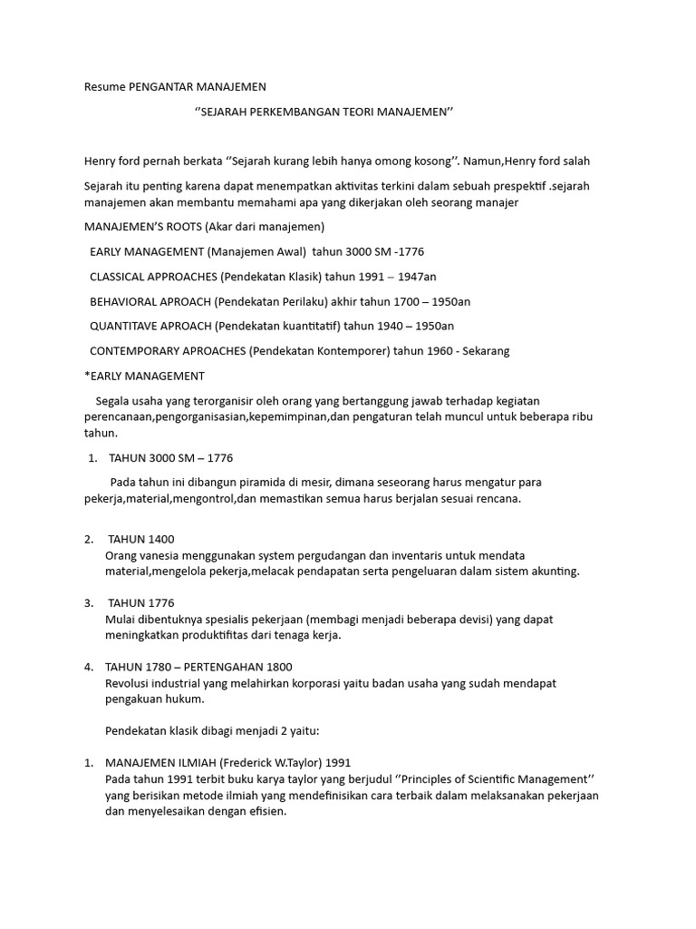 Resume PENGANTAR MANAJEMEN | PDF