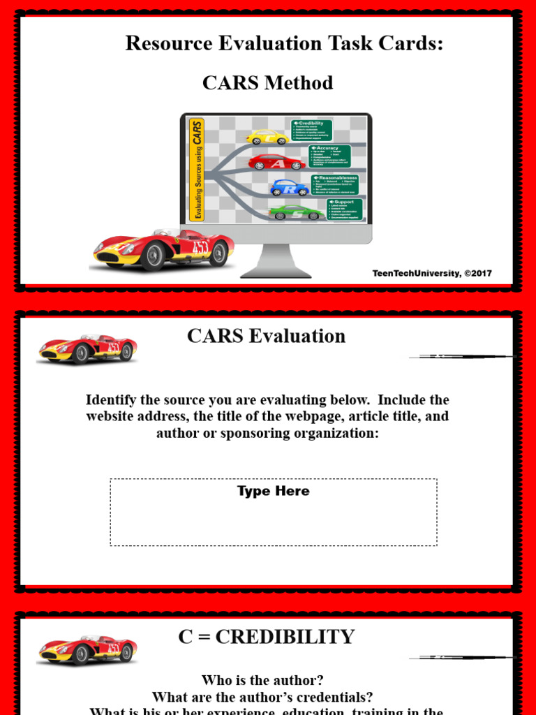 CARS Task Cards | PDF | Information | Accuracy And Precision