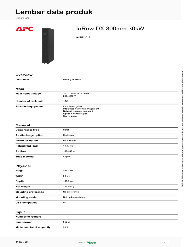 Uniflair Direct Expansion InRow Cooling_ACRD301P | PDF | Computer ...