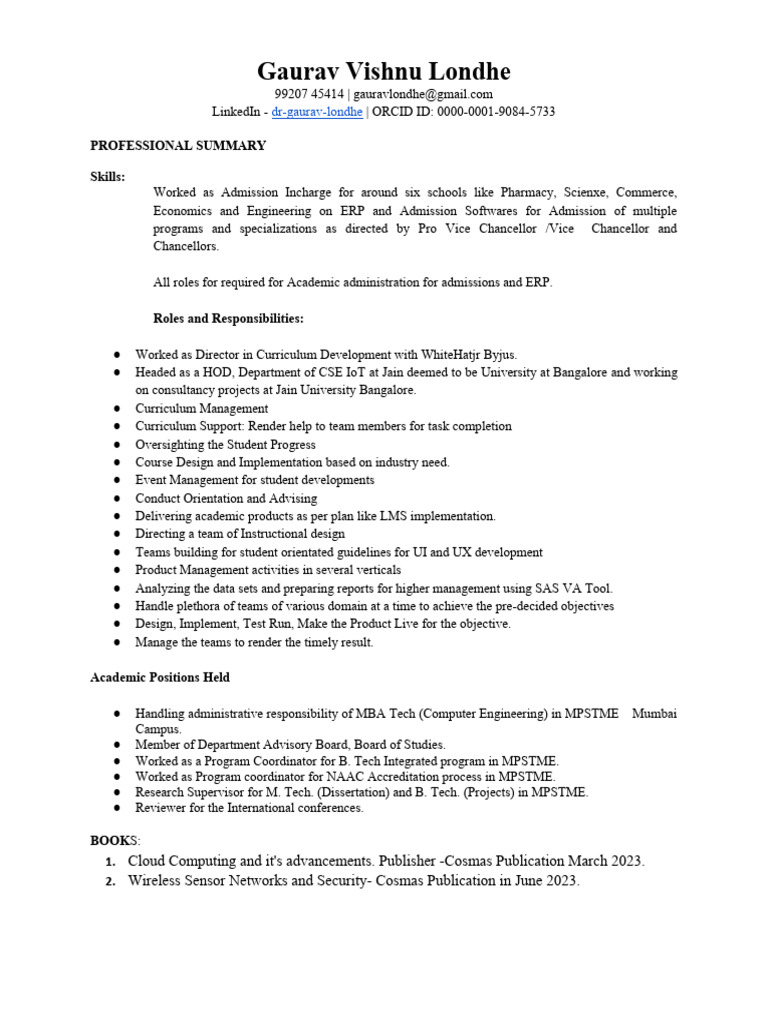 Gaurav CV | PDF | Internet Of Things | Computing