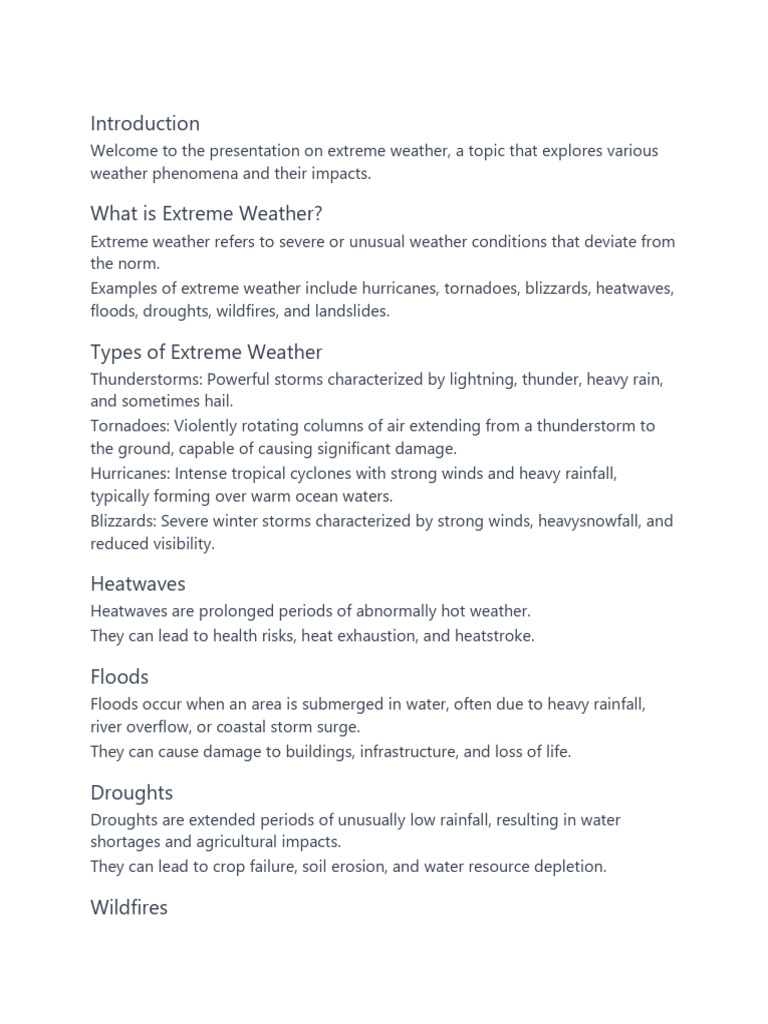 Extreme Weather PPT Outline N | PDF | Extreme Weather | Weather