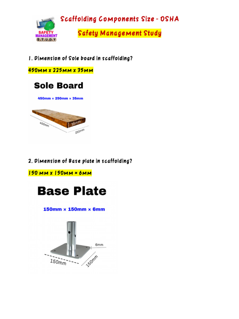 Scaffolding Components size | PDF | Scaffolding | Manufactured Goods