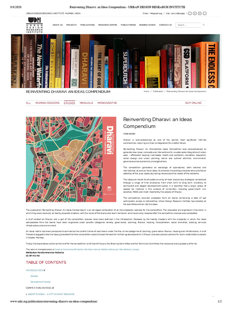 Reinventing Dharavi - An Ideas Compendium - URBAN DESIGN RESEARCH INSTITUTE | PDF | Slum