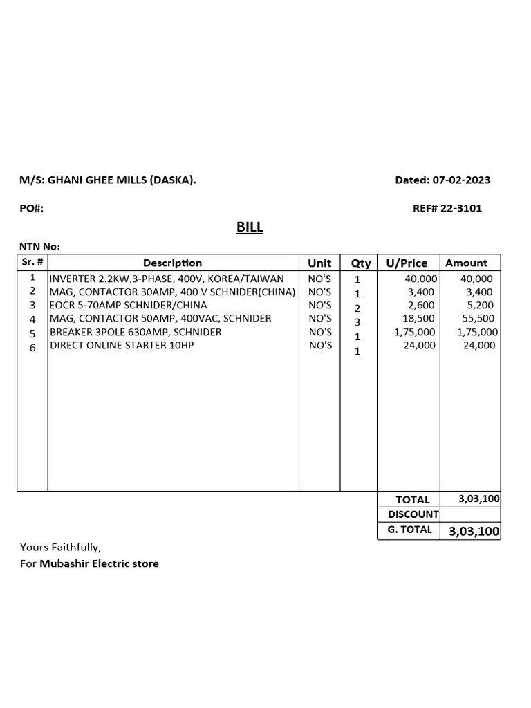 Mubashir Electric Company | PDF