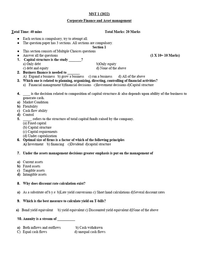 QP Corporate Finance and Asset Management | PDF | Capital Structure | Present Value