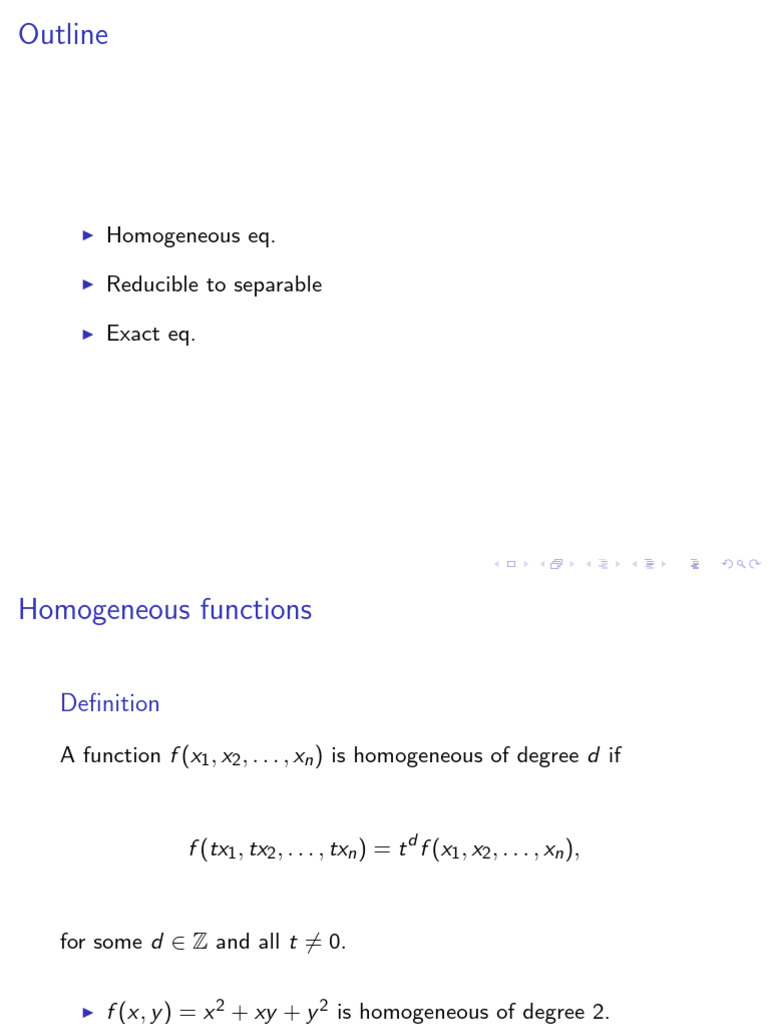 Homogeneous Eq Reducible To Separable Exact Eq Pdf Ordinary