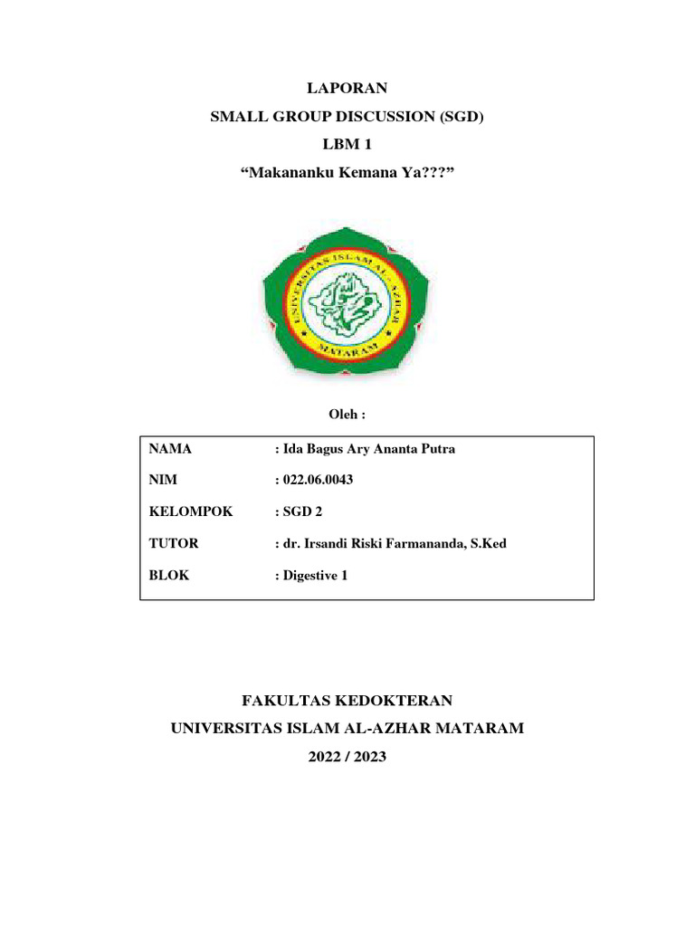 Laporan SGD LBM 1, Digestive 1, 022.06.0043 Ida Bagus Ary Ananta Putra | PDF