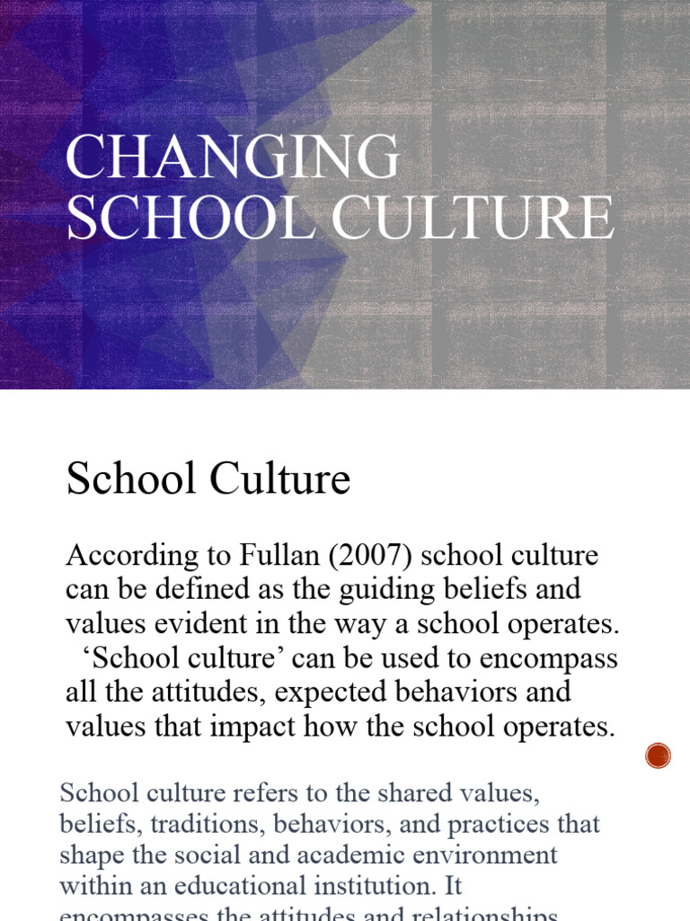 Changing School Culture | PDF | Inclusion (Education) | Teachers