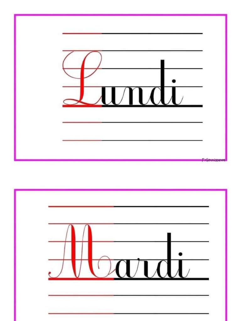 Les Jours De La Semaine Pdf