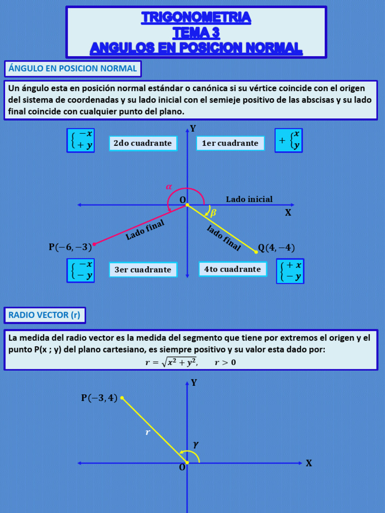 Ángulos en Posición Normal y Trigonometría | PDF | Sistema de ...