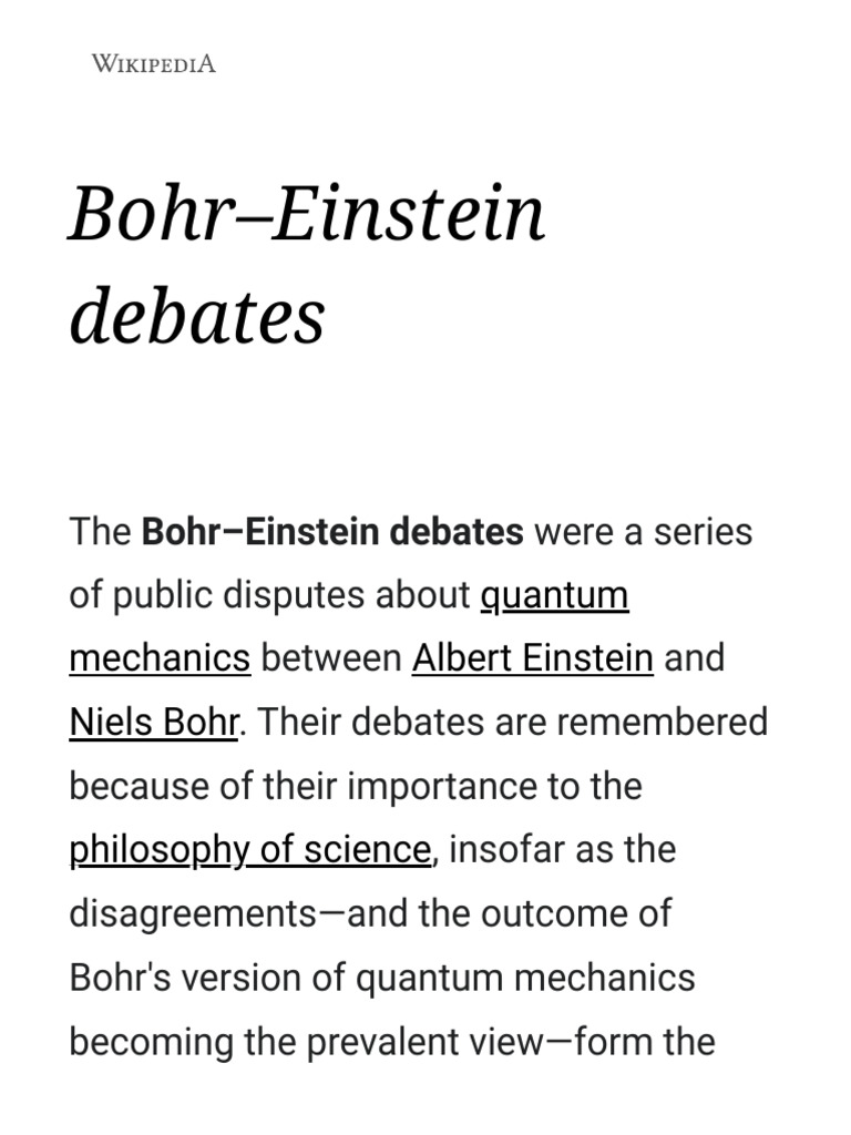 Quantum Debates: Bohr vs. Einstein | PDF | Uncertainty Principle ...