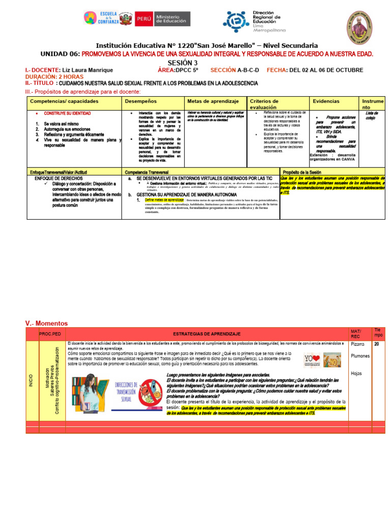 sesion dpcc 5to cuidamos--- | PDF | Aprendizaje | La sexualidad humana