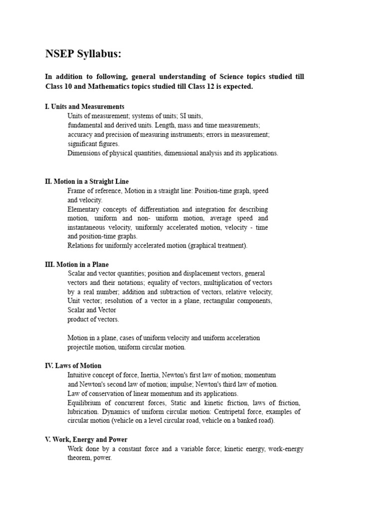 NSEP Syllabus 1 | PDF | Magnetic Field | Optics