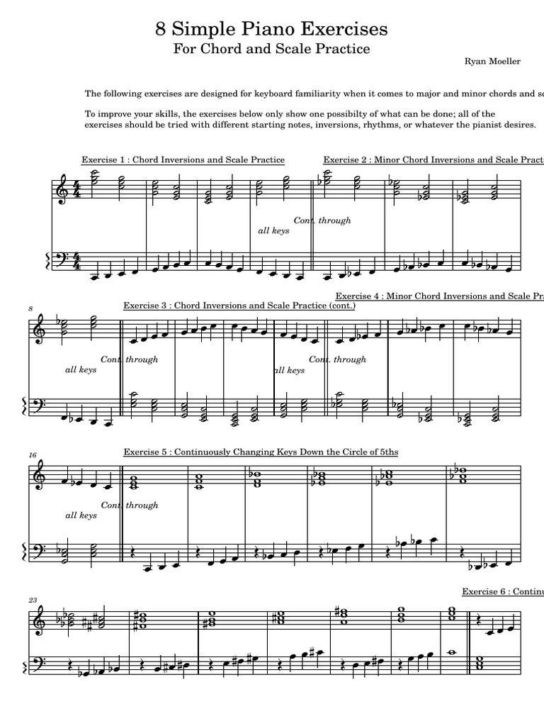_Simple_Piano_Exercises__For_Chord_and_Scale_Familiarity | PDF | Chord ...