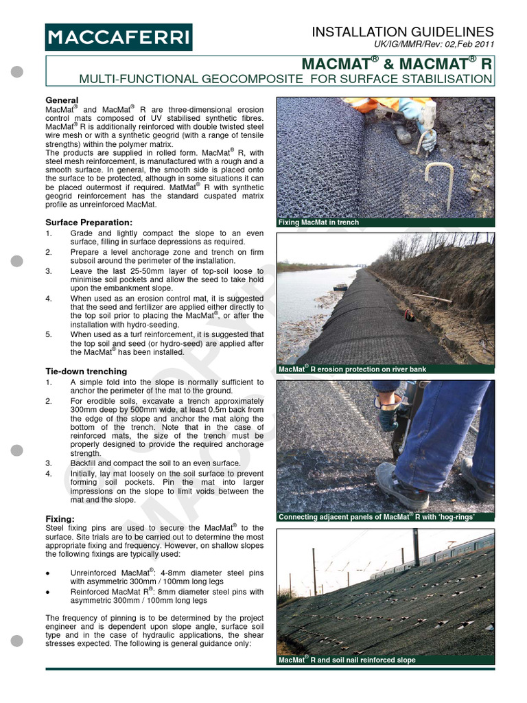 MacMat - Insatallation Guidance Document | PDF | Anchor | Soil