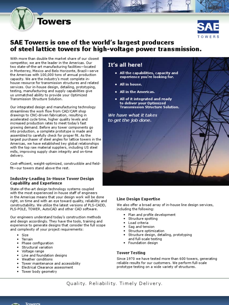 Tower Brochure E | PDF | Structural Steel | Production And Manufacturing