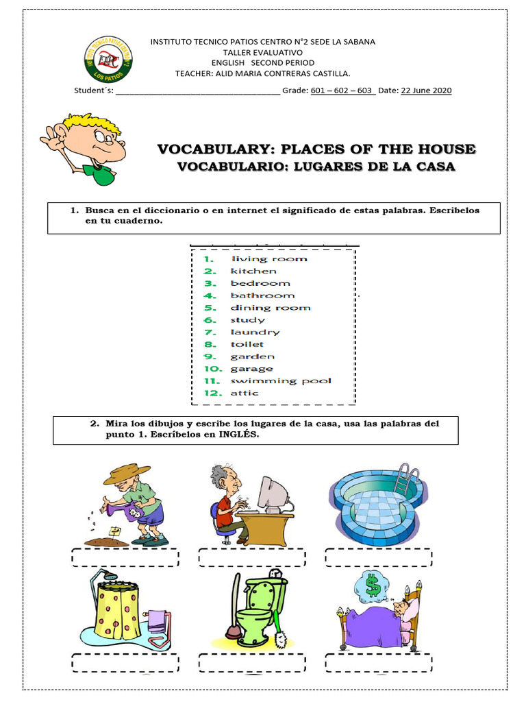 Vocabulary: Places of The House: Vocabulario: Lugares de La Casa | PDF